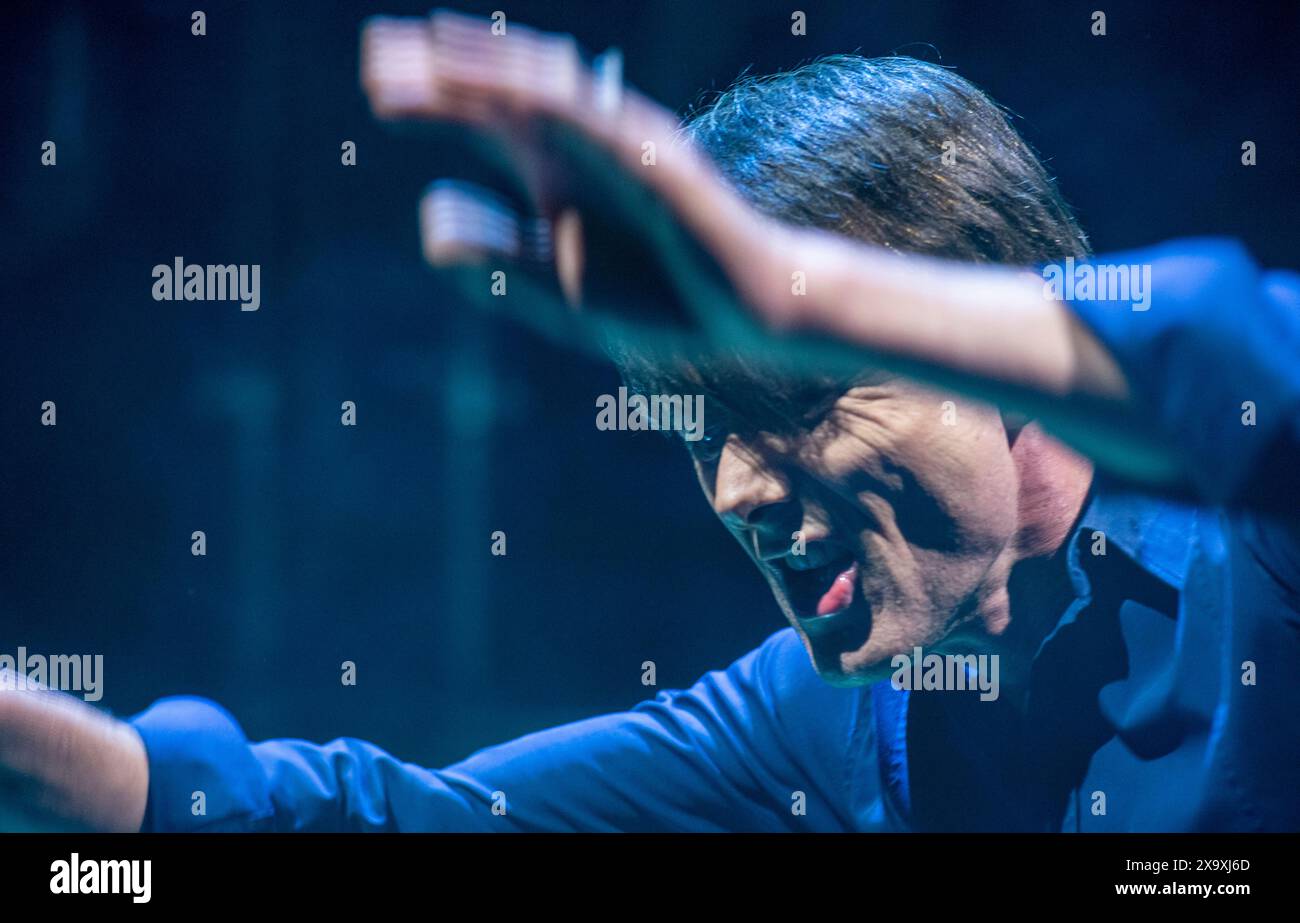 Frontman of British band Suede Brett Anderson playing a live gig at The ...