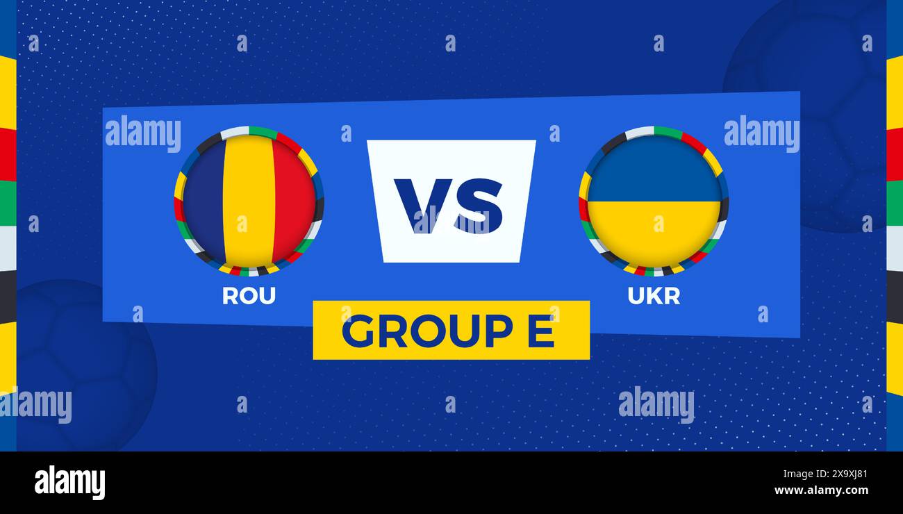 Romania vs Ukraine football match on group stage. Football competition ...