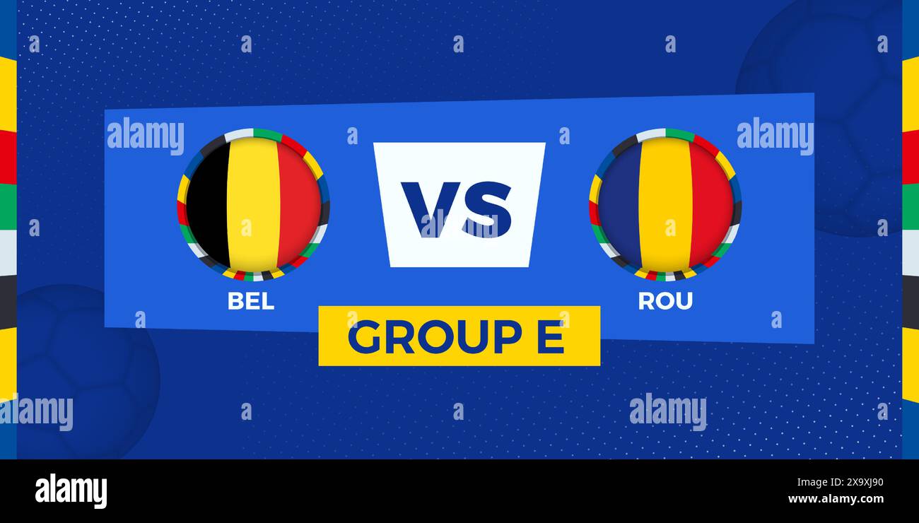 Belgium vs Romania football match on group stage. Football competition ...