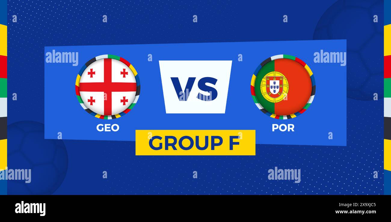Georgia vs Portugal football match on group stage. Football competition ...
