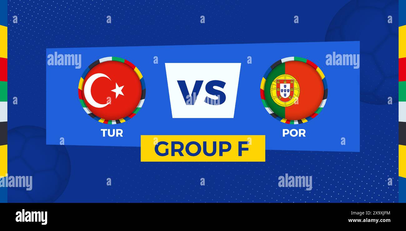 Turkey vs Portugal football match on group stage. Football competition ...