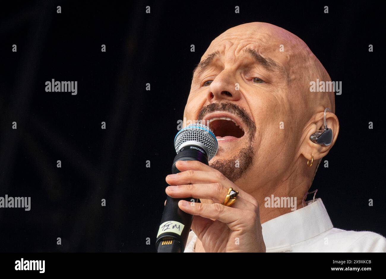 Tim Booth and his band James playing an orchestral and choral set live ...