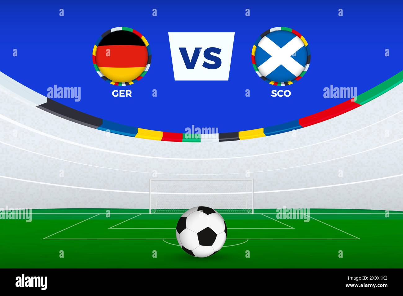 Illustration of stadium for football match between Germany and Scotland ...