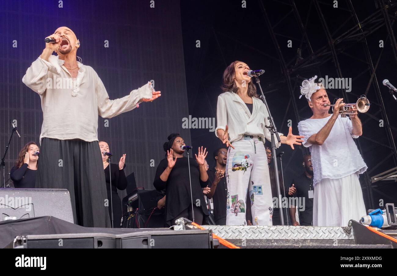Tim Booth and his band James playing an orchestral and choral set live ...