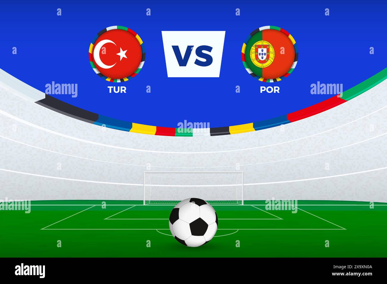 Illustration of stadium for football match between Turkey and Portugal ...