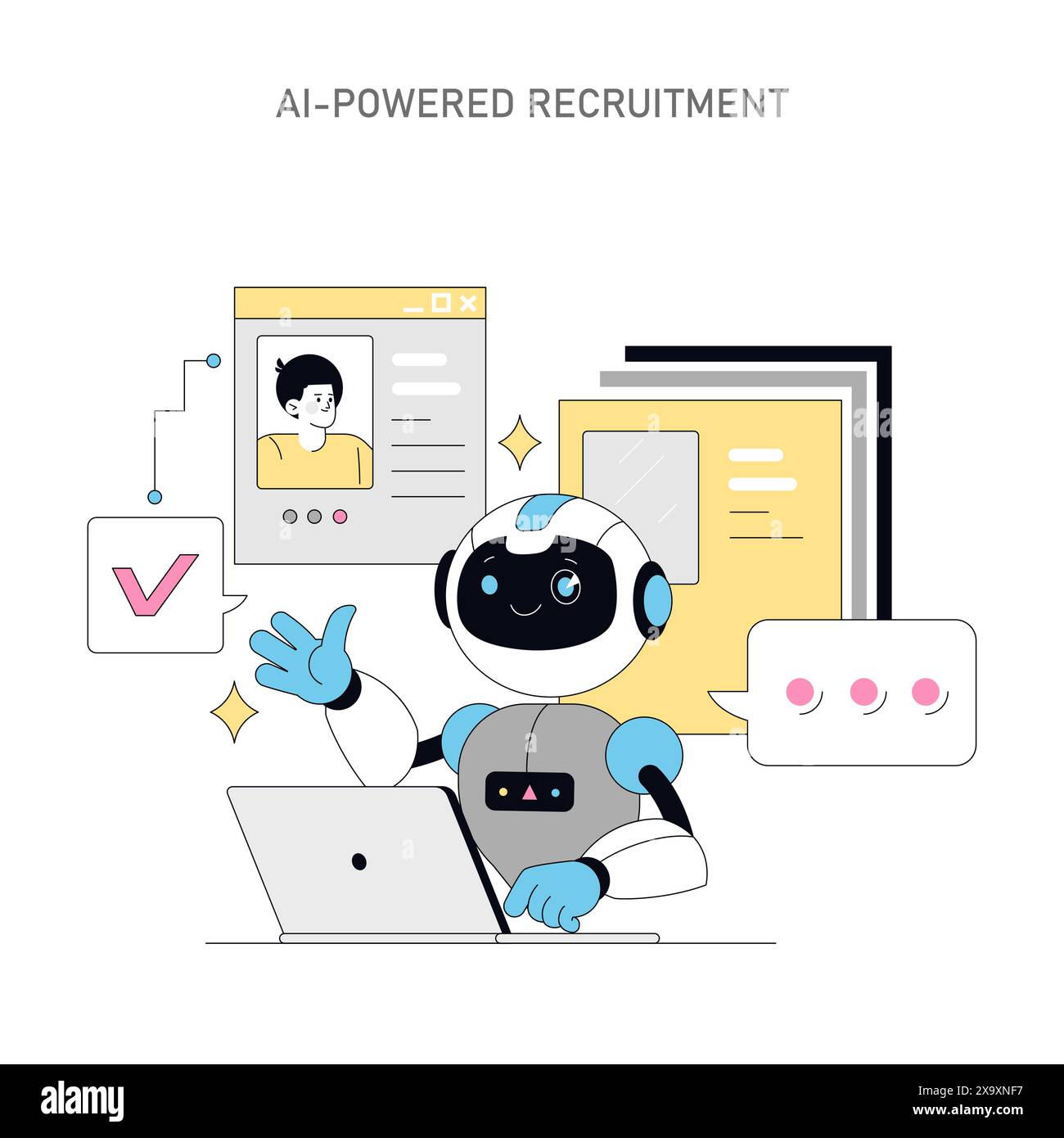 AI-Powered Recruitment concept. Robot analyzing candidate profiles for ... AI-Powered Recruitment concept. Robot analyzing candidate profiles for ...