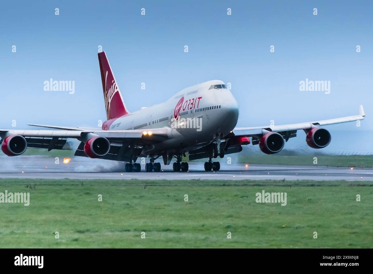 The long awaited historic arrival of the Virgin Orbit plane Cosmic Girl ...