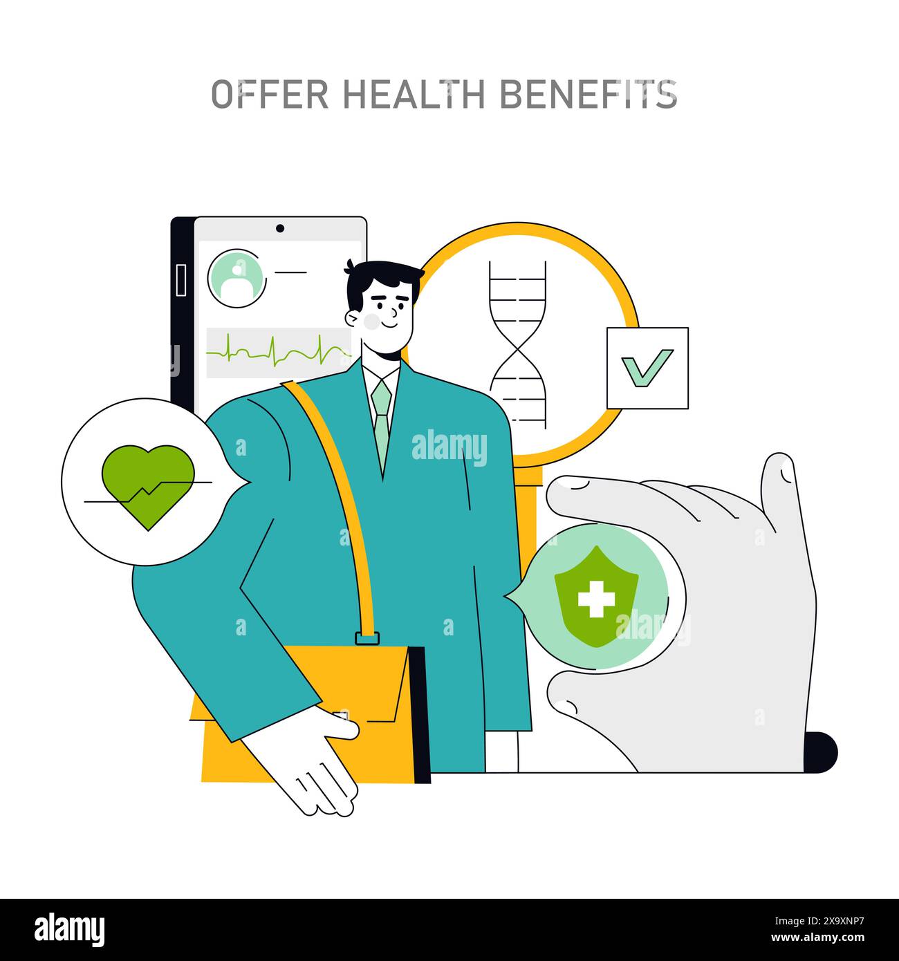 Employee well-being concept. Highlights the provision of health ...