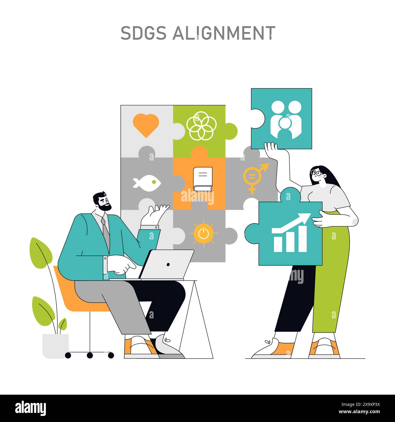 SDGs Alignment concept Professionals engaging with sustainable ...