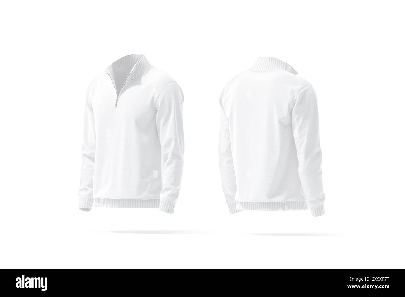 Blank white quarter zip sweater mockup, back side view Stock Photo - Alamy
