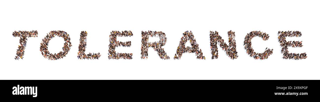 Concept conceptual large community of people forming the word TOLERANCE ...