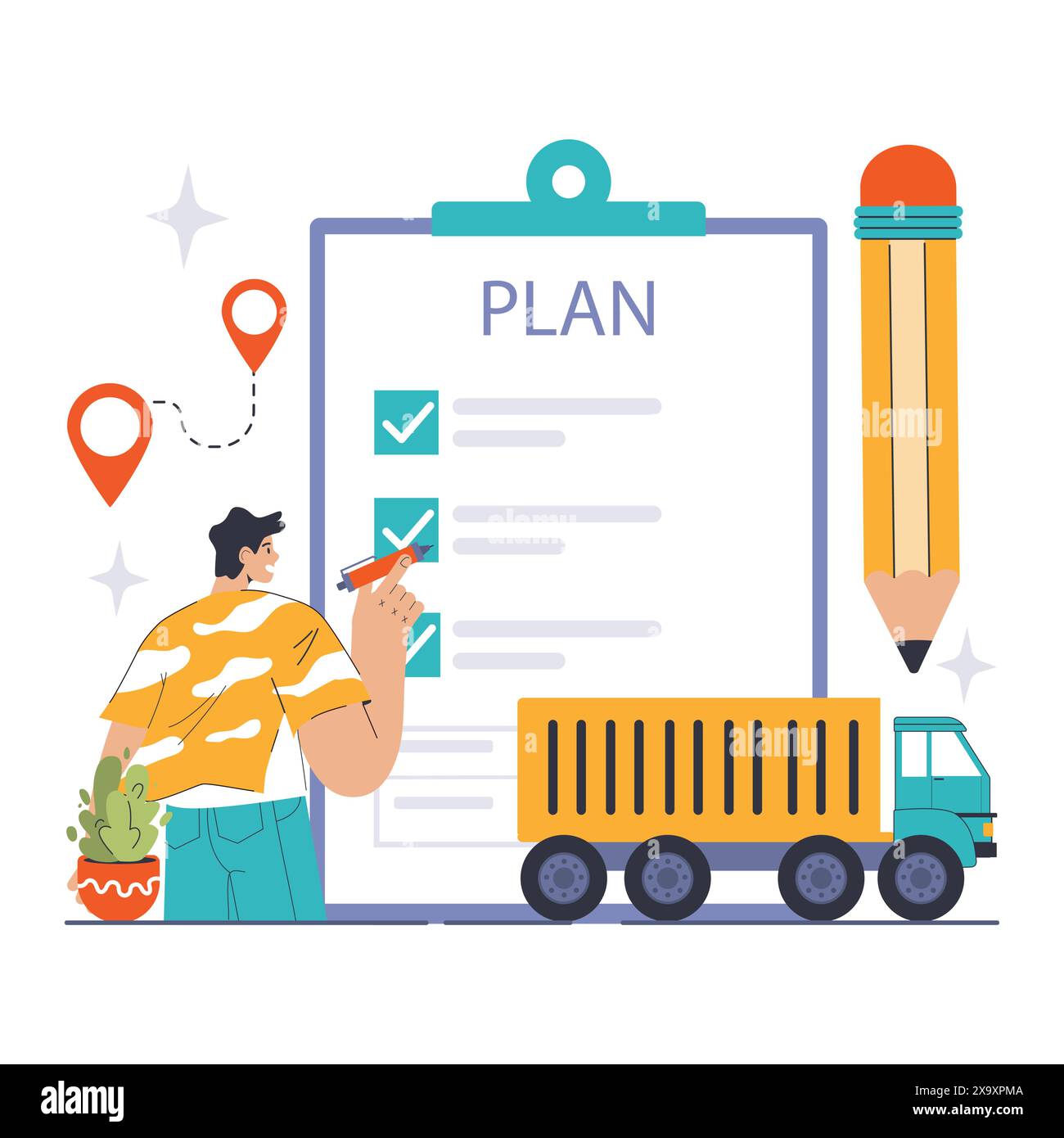 Strategic logistics planning concept. A professional working on an ...