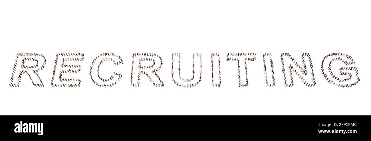 Concept conceptual large community of people forming the word ...