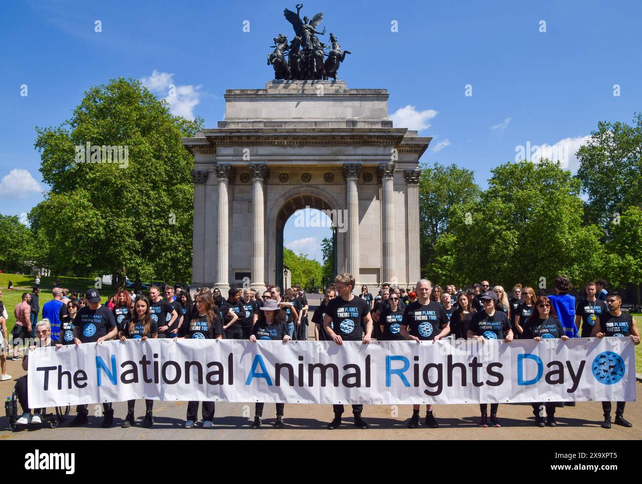London, England, UK. 2nd June, 2024. Animal rights actvists gather with ...