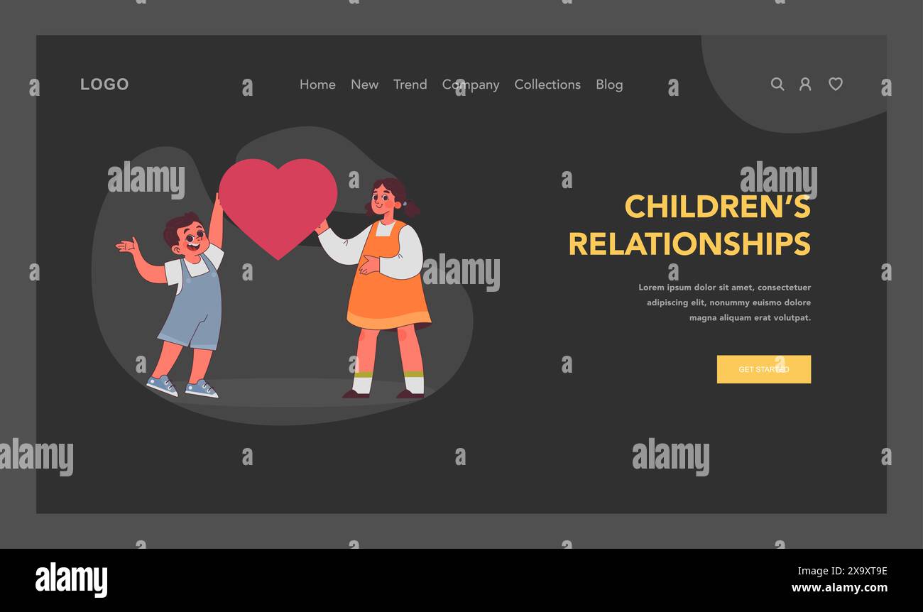 Children's Relationships concept. Innocent friendship and pure joy ...