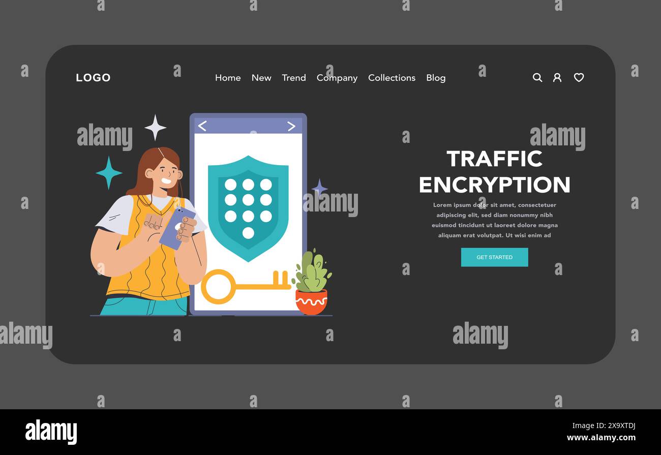 Data Encryption Dark Or Night Mode Web Landing Personal Information Internet Access Or