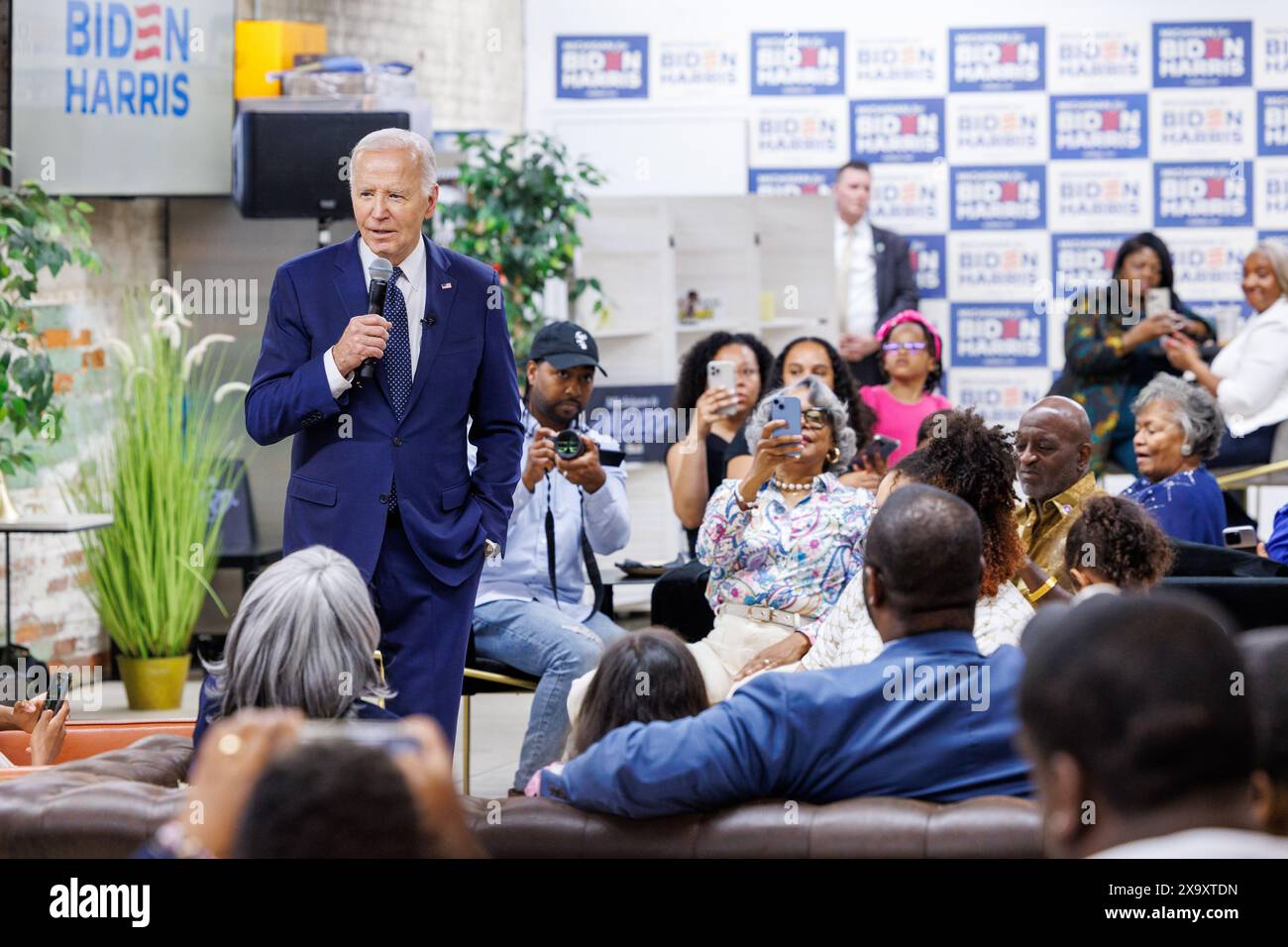 President Joe Biden visits the CRED Cafe in Detroit, Mich., to speak ...