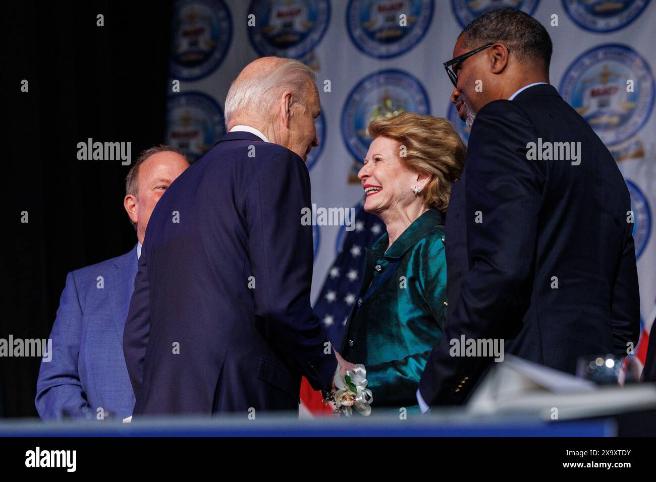 President Joe Biden, left, and U.S. Sen. Debbie Stabenow (D-Lansing ...