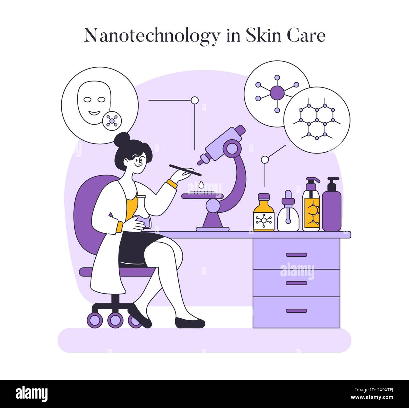 Skincare innovation concept. Scientist researching nanotechnology for ...