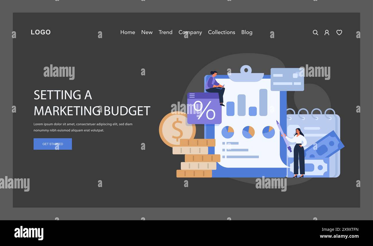 Setting a Marketing Budget concept. Financial experts analyze data to ...