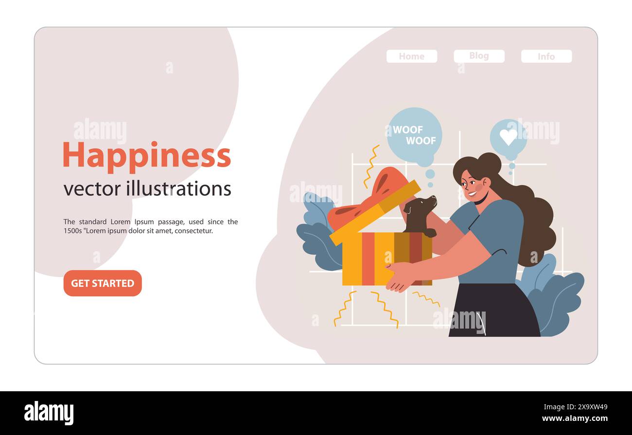 Joyful moment between owner and pet. Woman surprises her dog with a ...