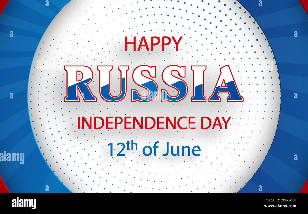 Happy Independence day of Russia card with bleu and red paper cut style ...