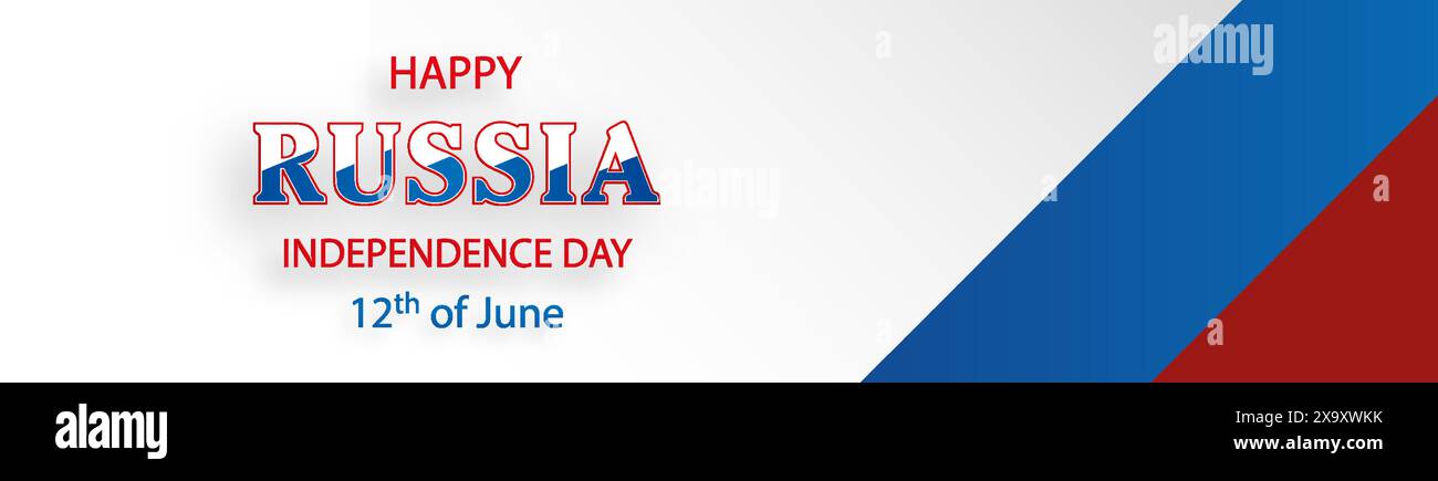 Happy Independence day of Russia card with bleu and red paper cut style ...