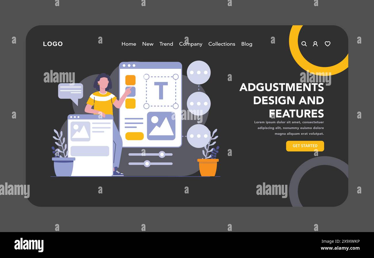 Adjustment design night or dark mode web or landing page. A designer ...