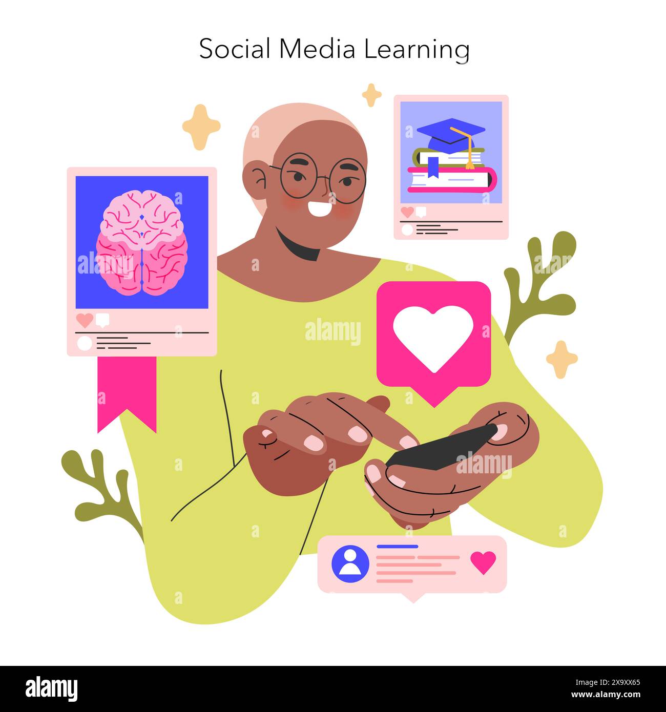 Social Media Learning concept A focused individual uses a smartphone to ...