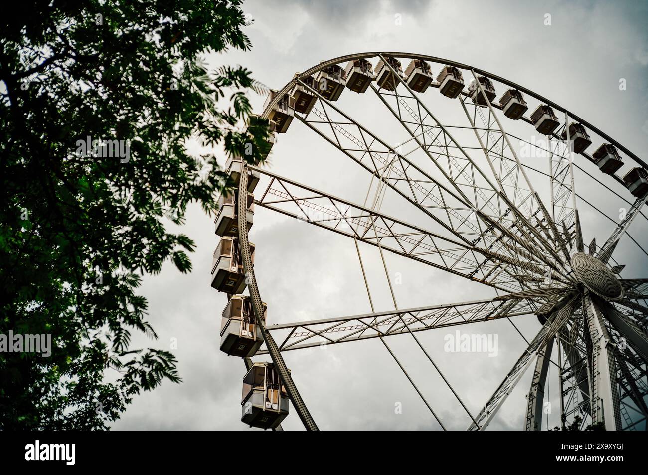 Ferris Wheel of Budapest on a cloudy rainy day, Budapest Eye Stock ...