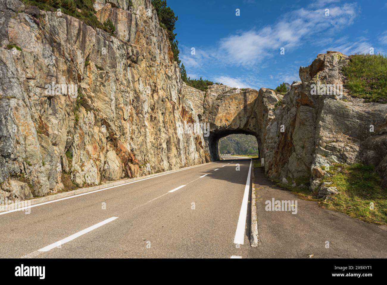 Rock tunnel on the Susten Pass road, Innertkirchen, Canton of Bern ...