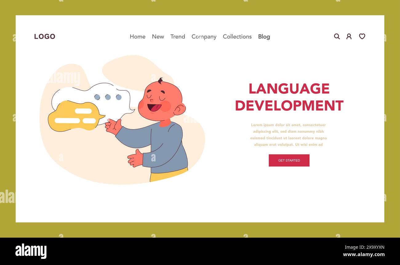 Language Development concept. A cheerful baby engages in early speech ...