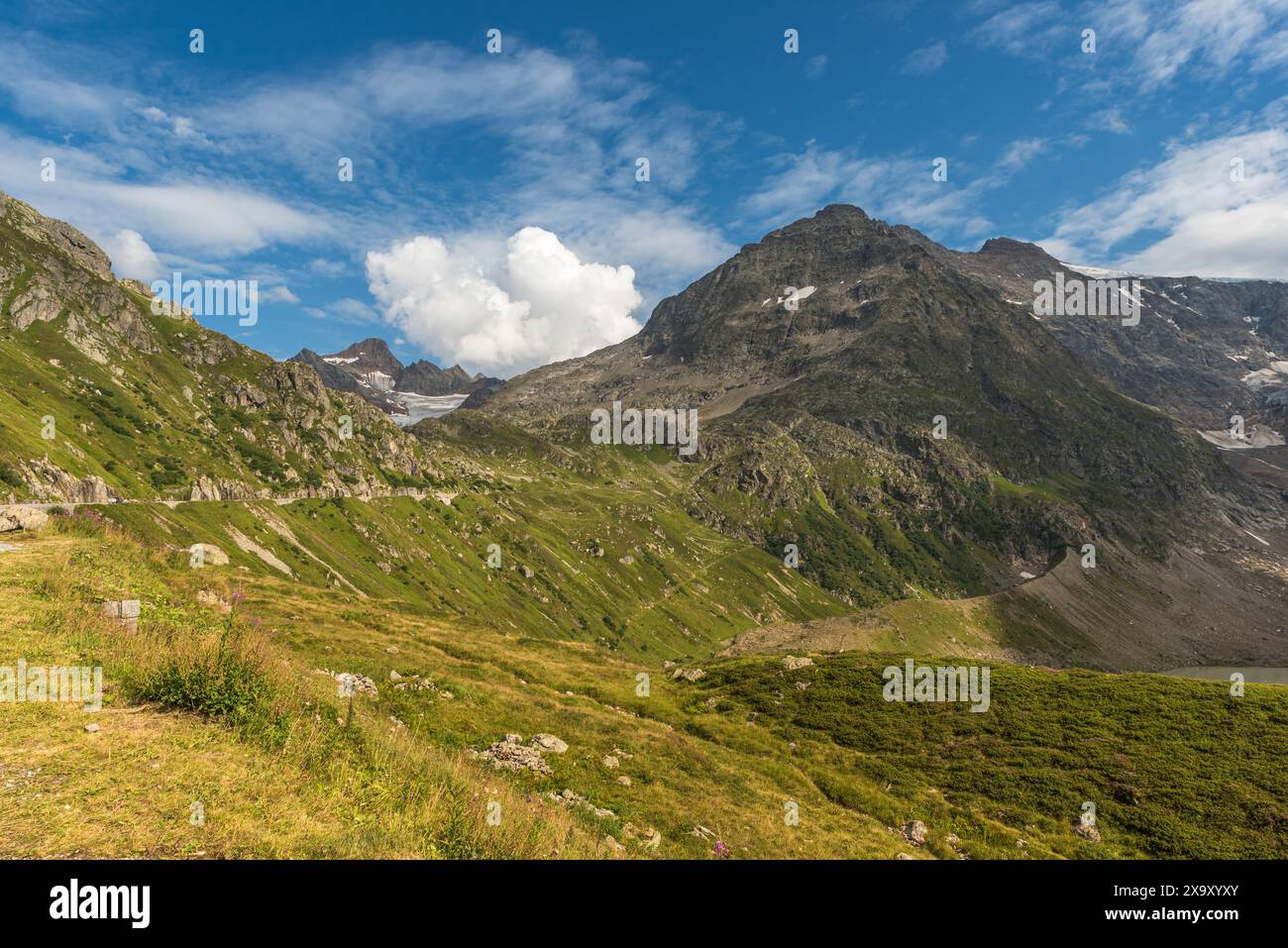 Mountain landscape at Susten Pass, Innertkirchen, Canton of Bern ...