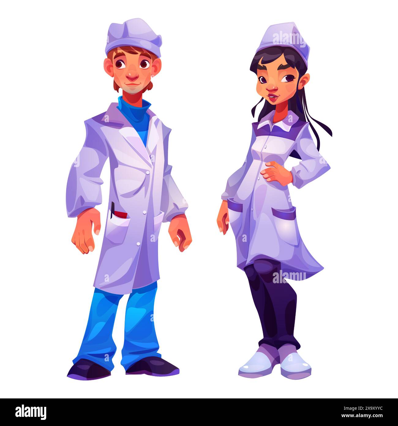 Doctor or nurse character in white uniform. Cartoon vector illustration ...