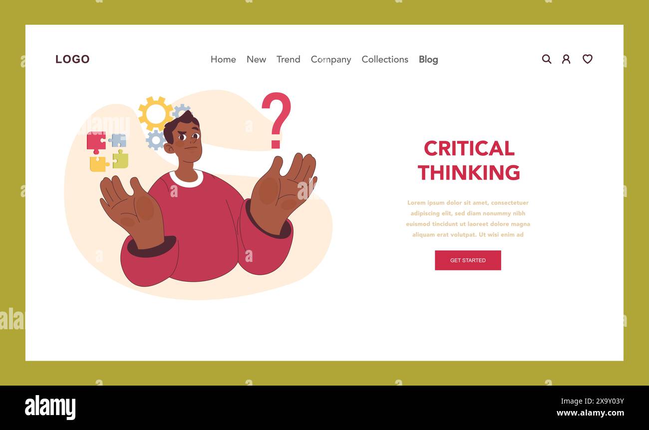 Critical Thinking concept. An individual contemplates a problem ...