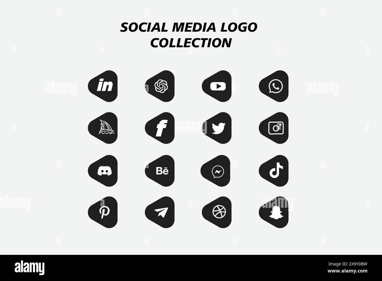 Popular social network logo icon collection. Social media icon pack ...
