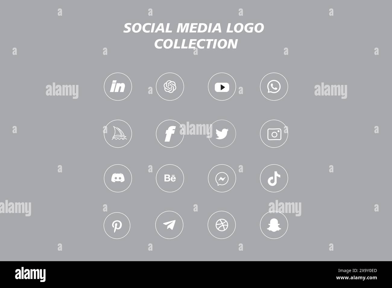 Popular social network logo icon collection. Social media icon pack ...