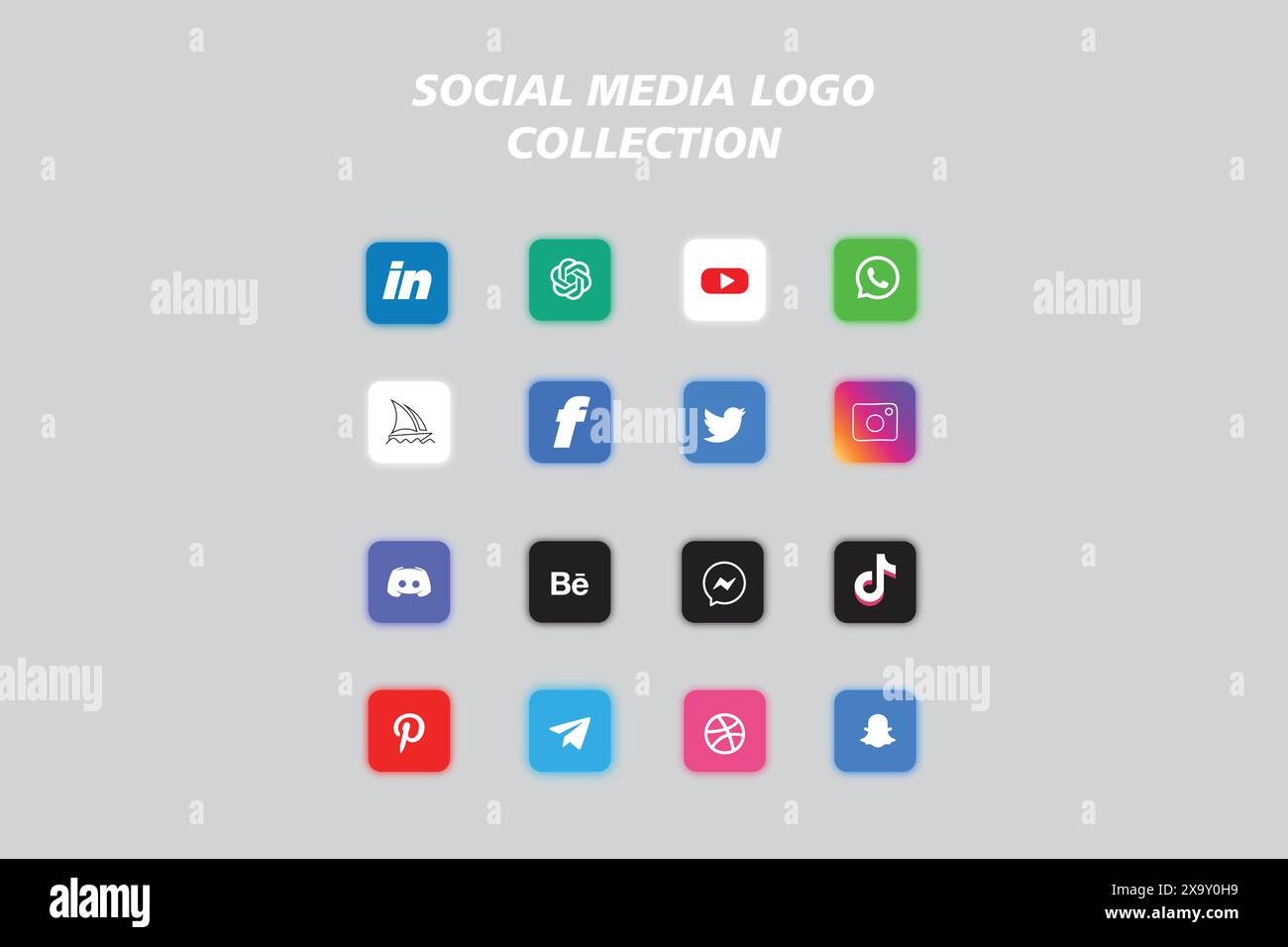 Popular social network logo icon collection. Social media icon pack ...