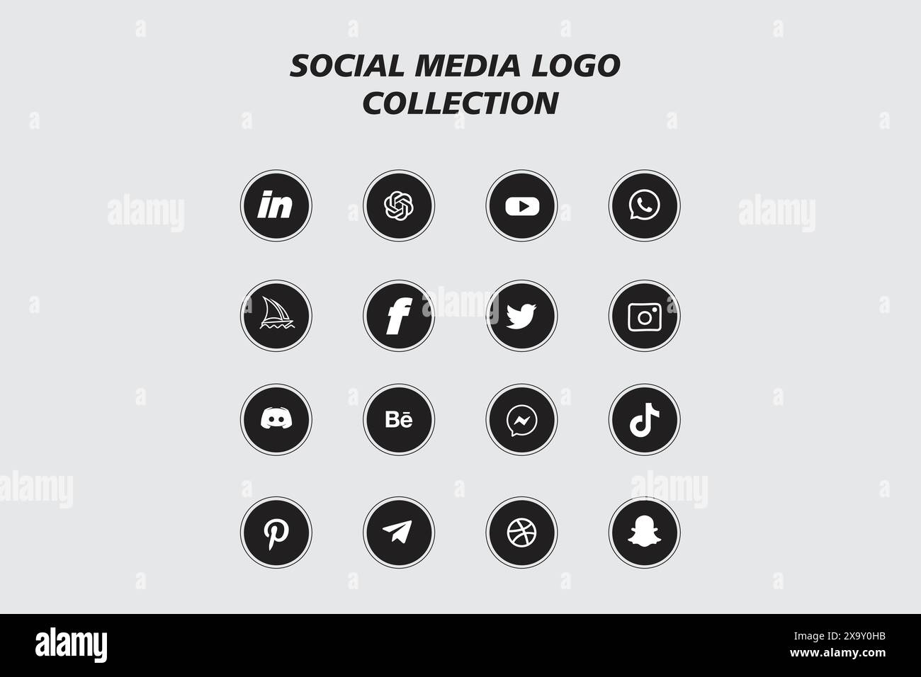 Popular social network logo icon collection. Social media icon pack ...