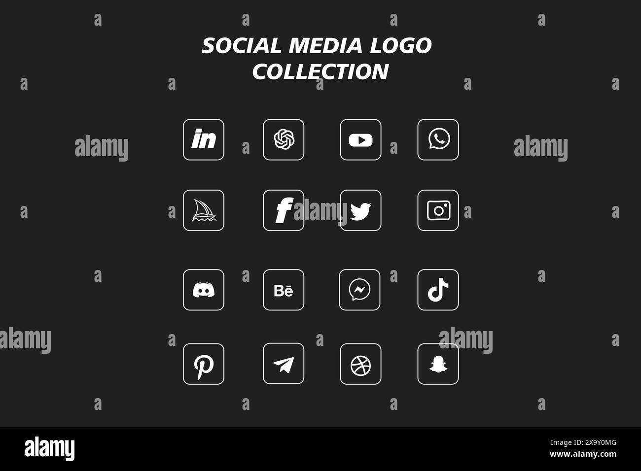 Popular social network logo icon collection. Social media icon pack ...
