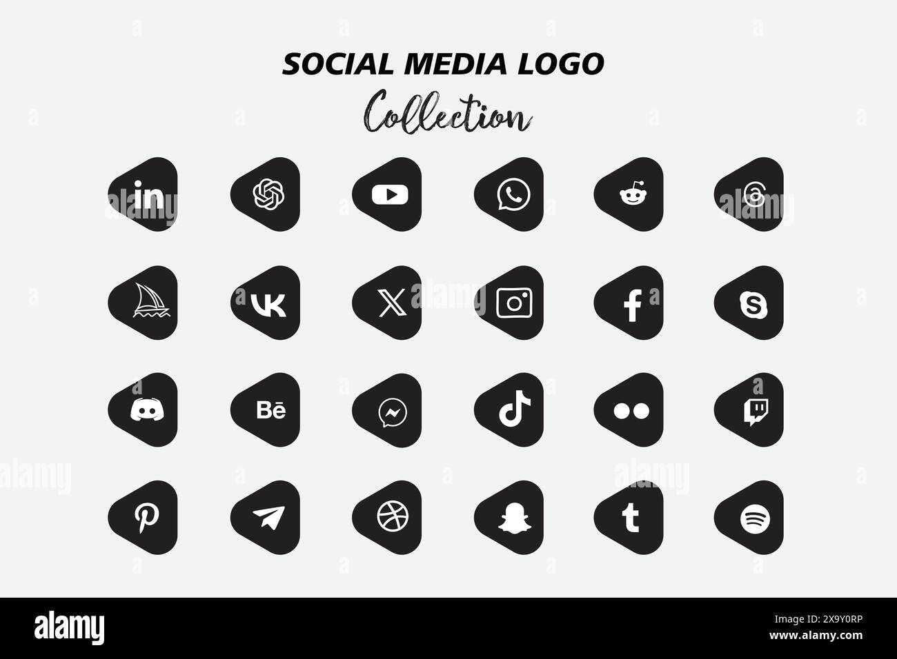 Popular social network logo icon collection. Social media icon pack ...