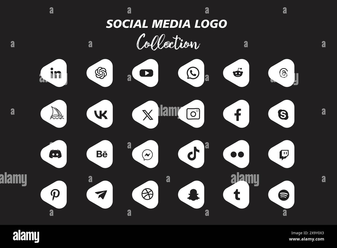 Popular social network logo icon collection. Social media icon pack ...