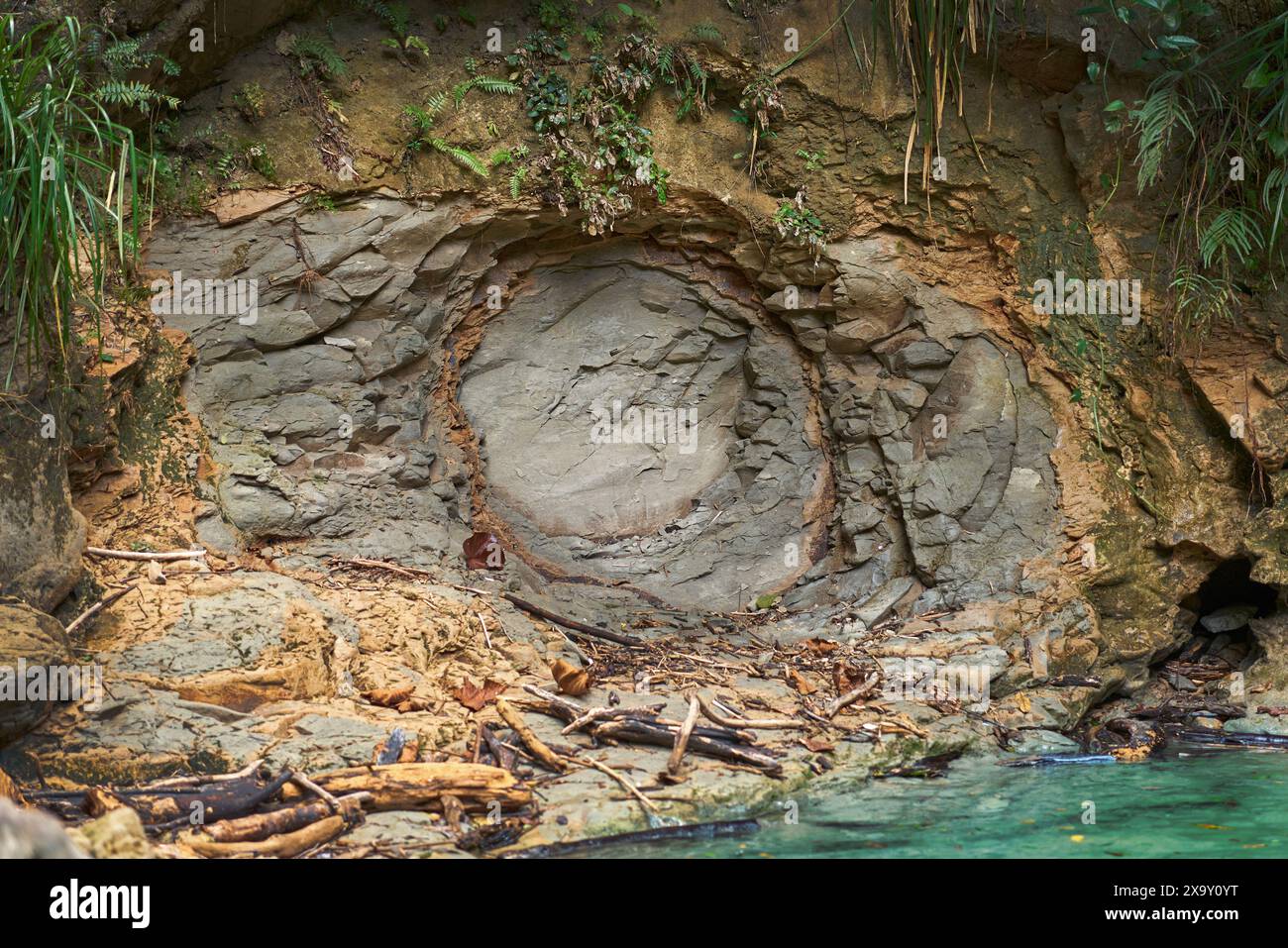 Photo of Gozalandia waterfalls portal in rock Stock Photo - Alamy