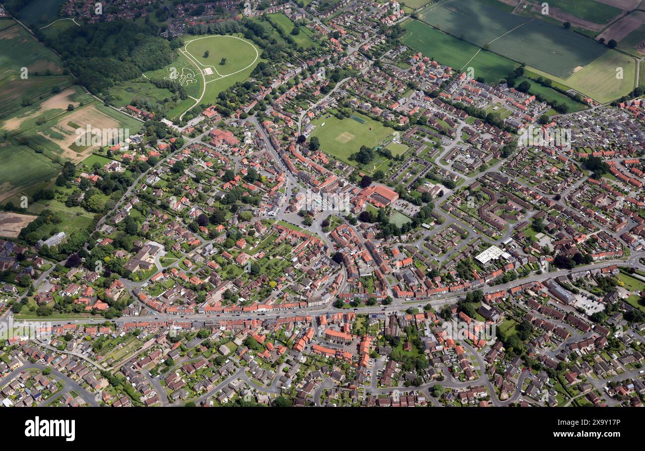 aerial view of Easingwold town centre, North Yorkshire Stock Photo - Alamy