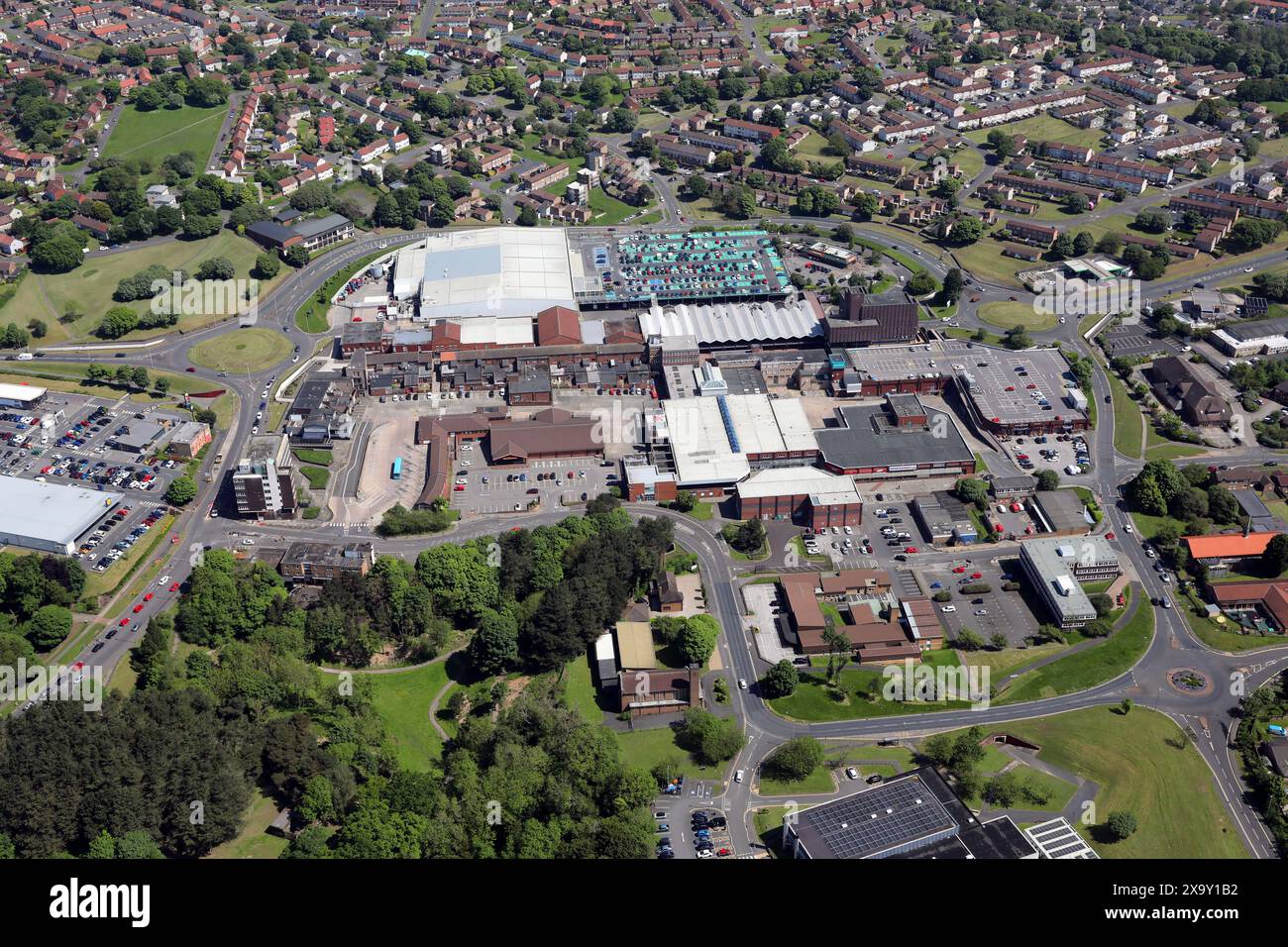 aerial view of Peterlee town centre, County Durham Stock Photo - Alamy