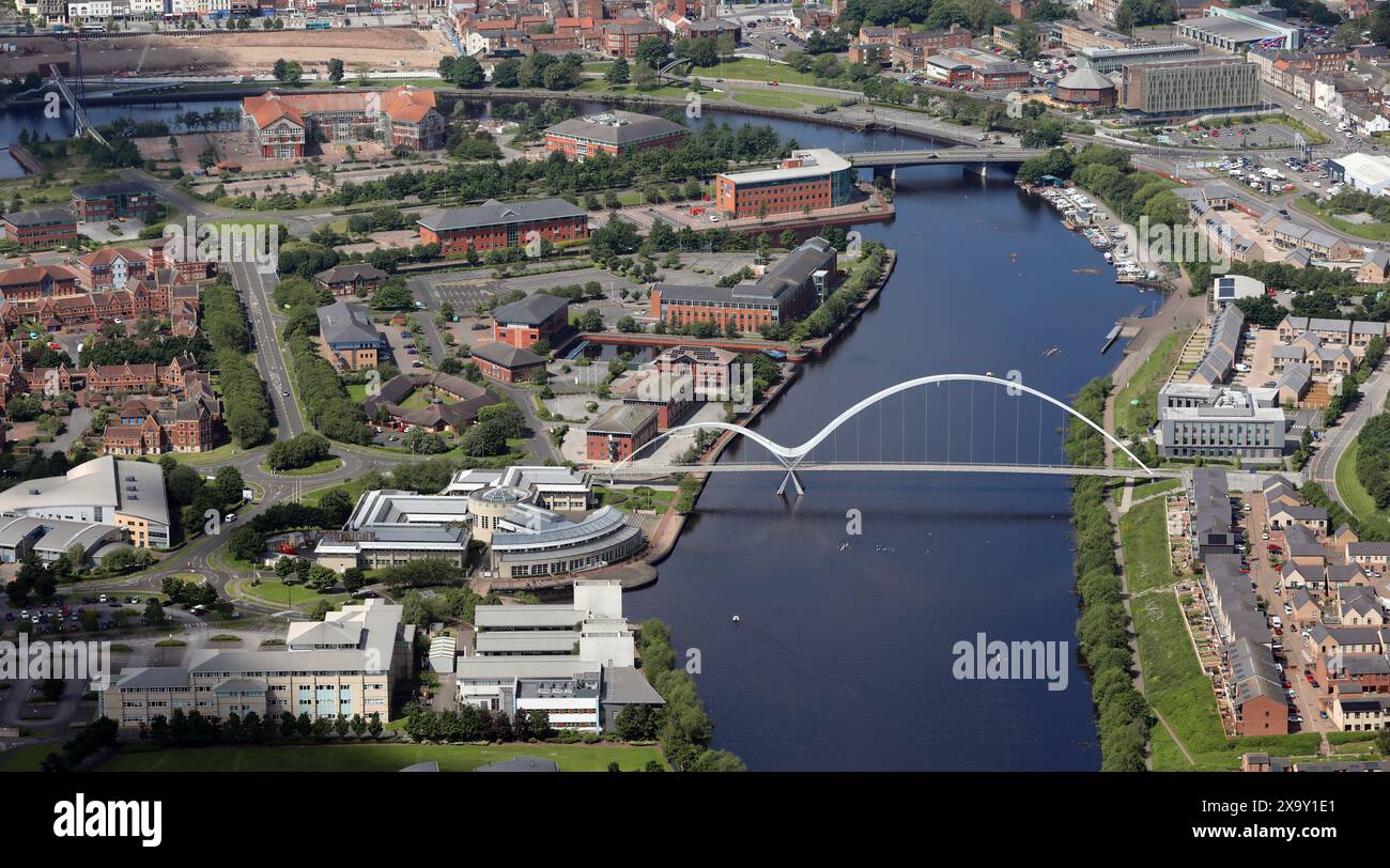 Drone flying over bridge on hi-res stock photography and images - Alamy