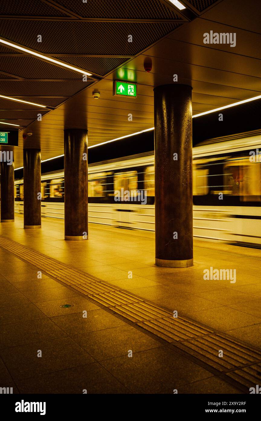 M3 Metro Station with an arriving train in Budapest Stock Photo - Alamy