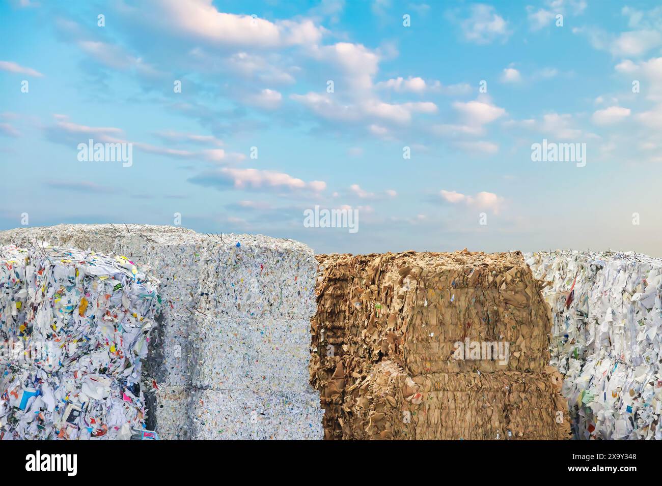 Stacked bales of Dutch recycled paper in The Netherlands Stock Photo ...