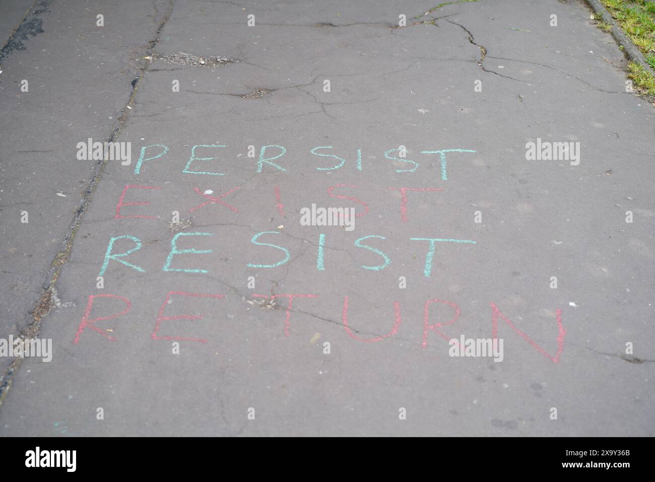 Cardiff University pro-palestine peace encampment - chalk writing on ...
