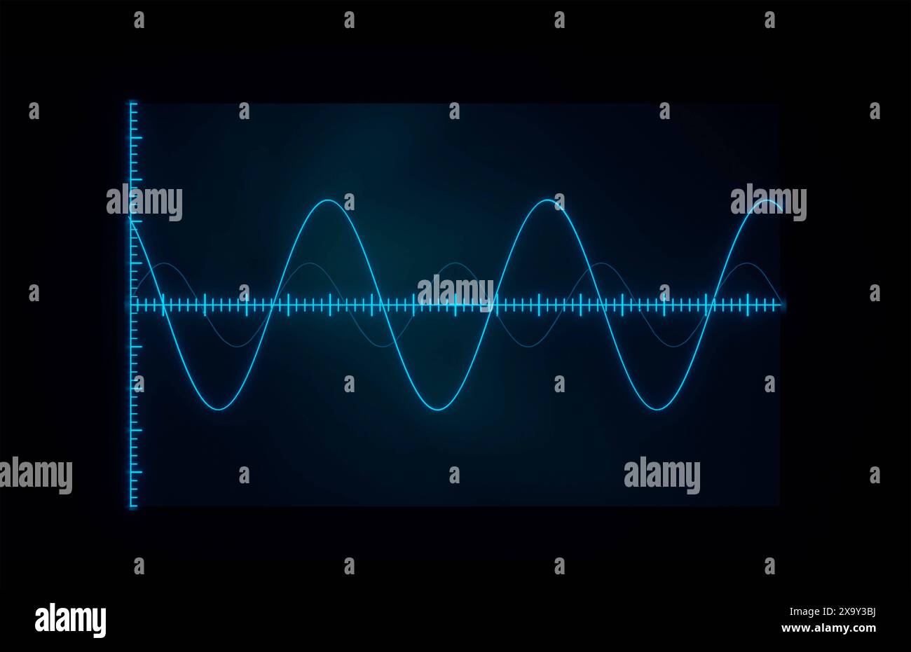 Oscillator, display with blue radar. Oscillator, display with blue ...